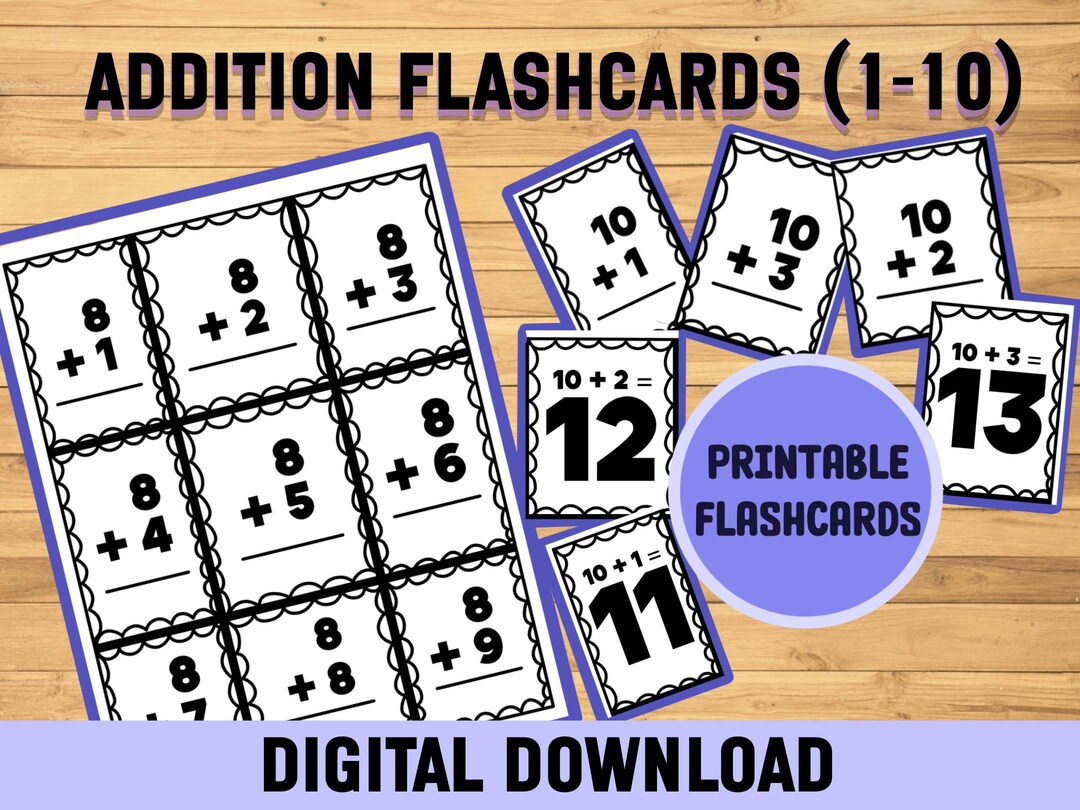 1-10 Addition Flashcards Math Printable, Teacher Homeschool Curriculum ...