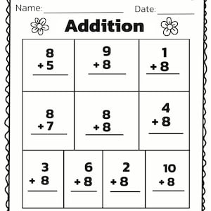 10 Printable Addition 1st Grade Worksheets, Easy Math for Students, 1 ...