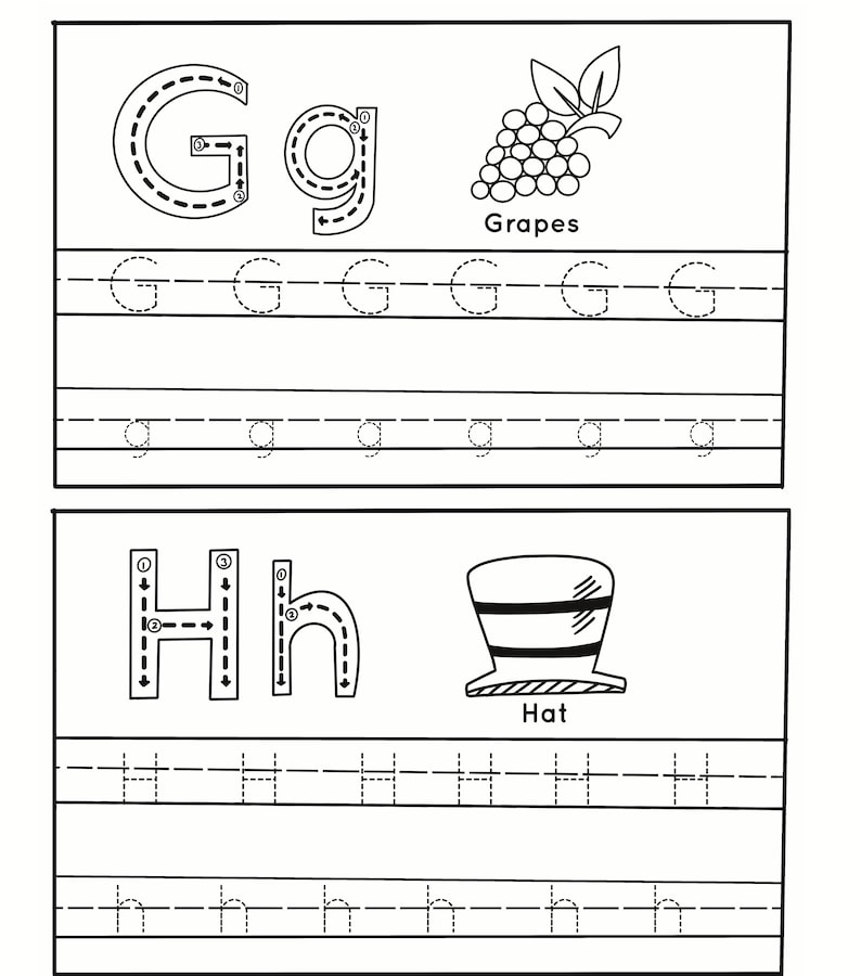 Alphabet Kindergarten Tracing Worksheets, Homeschool Teacher Kids ...