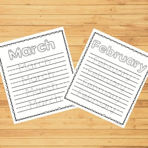 Months of the Year Tracing Worksheets, Printable Handwriting Kids ...