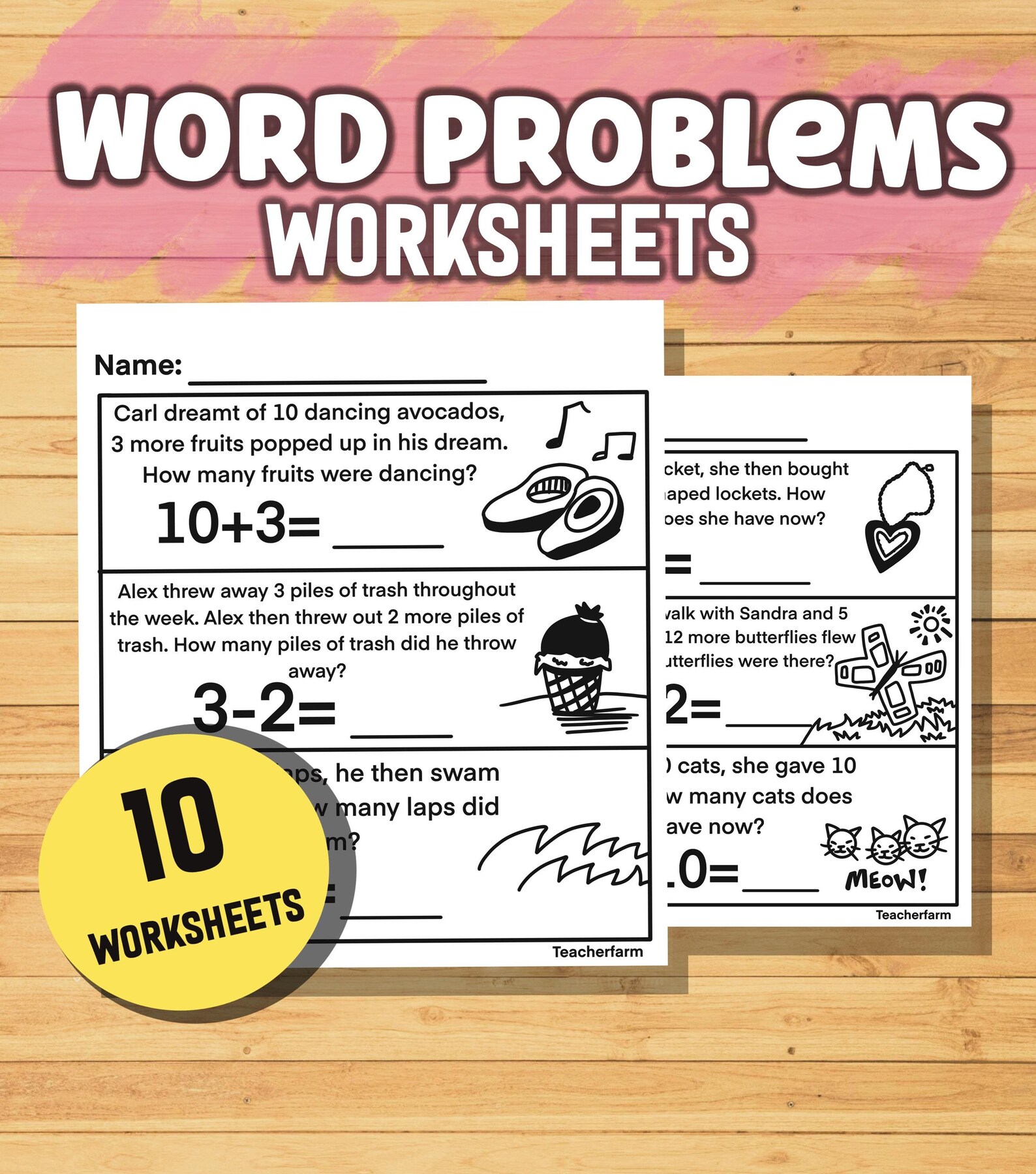 Kindergarten Math Worksheet, Word Problems Homeschooling Printable ...