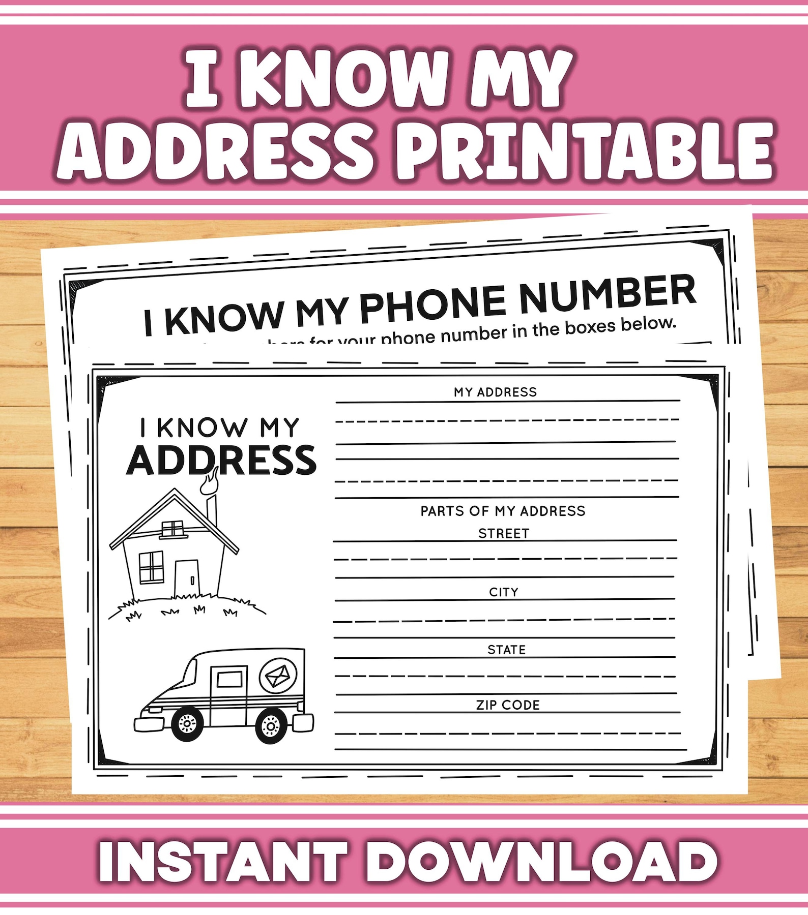 Address and Phone Number Teacher Worksheet Printable, Kindergarten ...