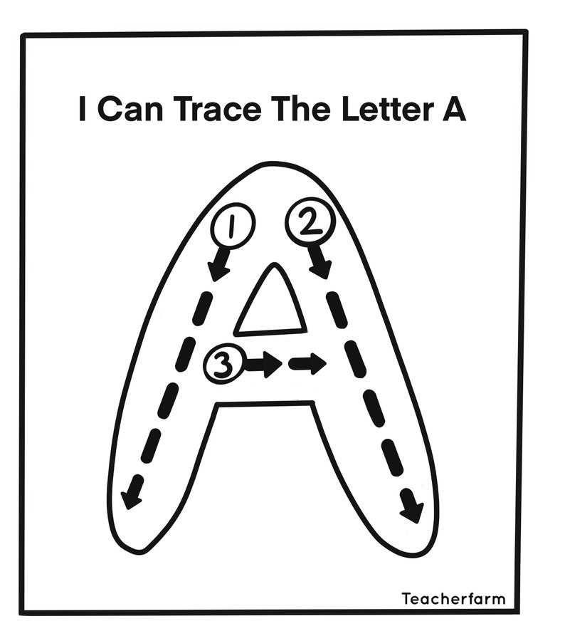 26 Large Alphabet Letters Upper Case Tracing Worksheets, Kindergarten ...