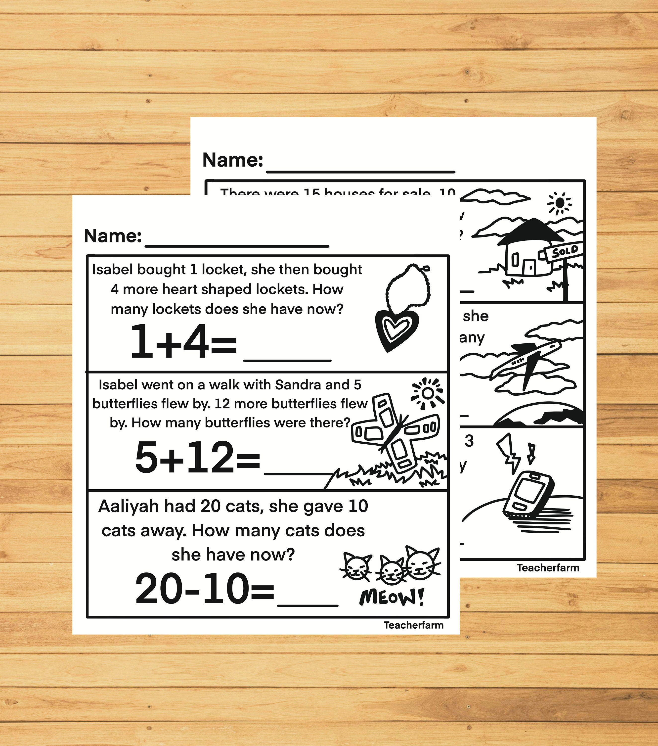 Kindergarten Math Worksheet, Word Problems Homeschooling Printable ...