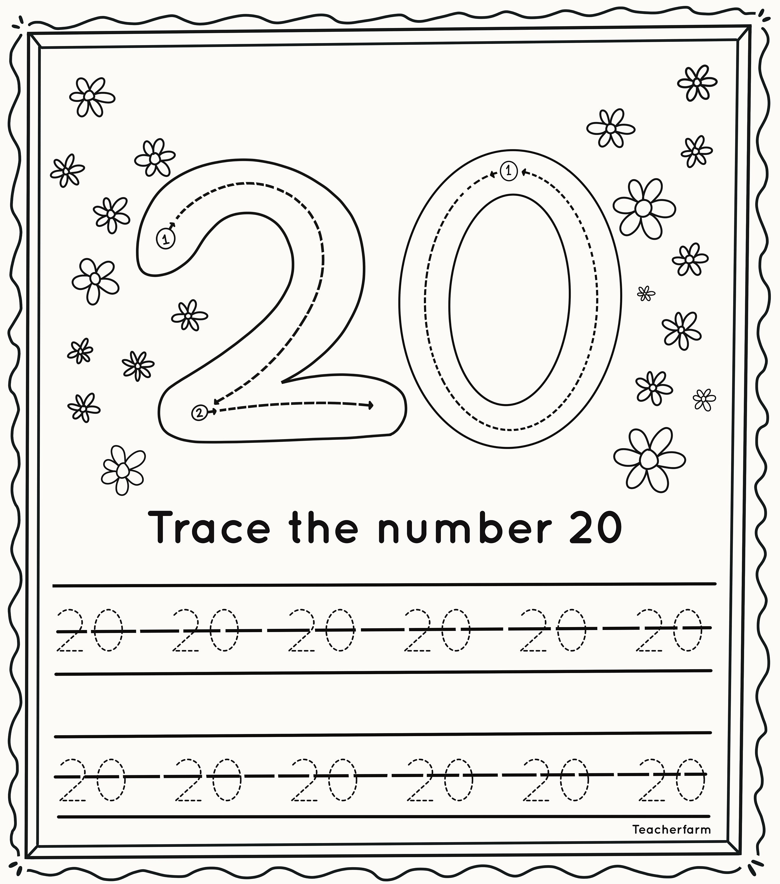 0-20 Number Tracing Worksheets, Kindergarten Handwriting Practice ...