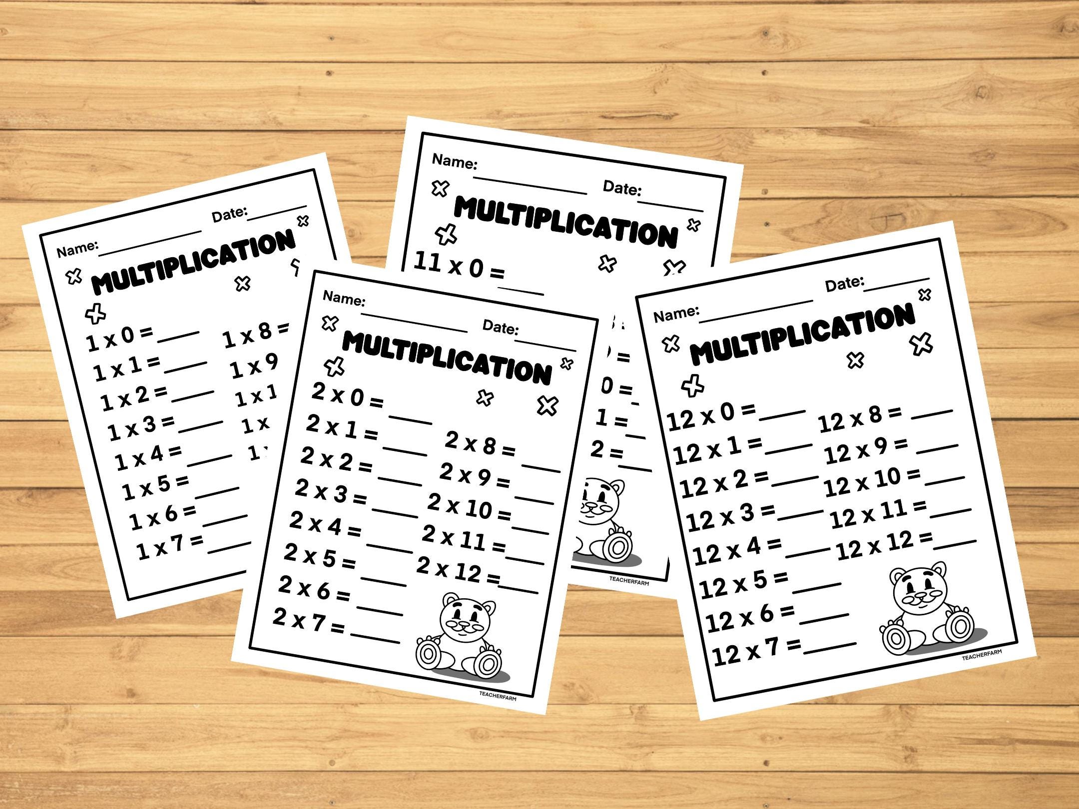 12 Multiplication Printable Practice Worksheets, Learn Multiplication ...