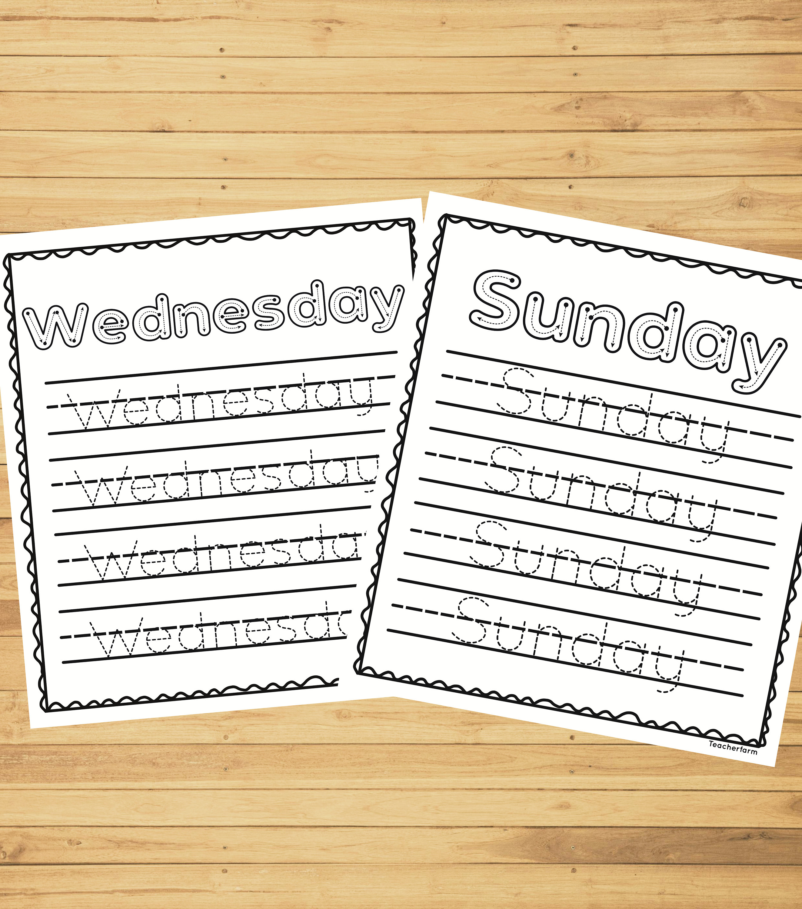 Days of the Week Learning Tracing Worksheets, Pre-k Writing Handwriting ...