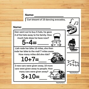Kindergarten Math Worksheet, Word Problems Homeschooling Printable ...
