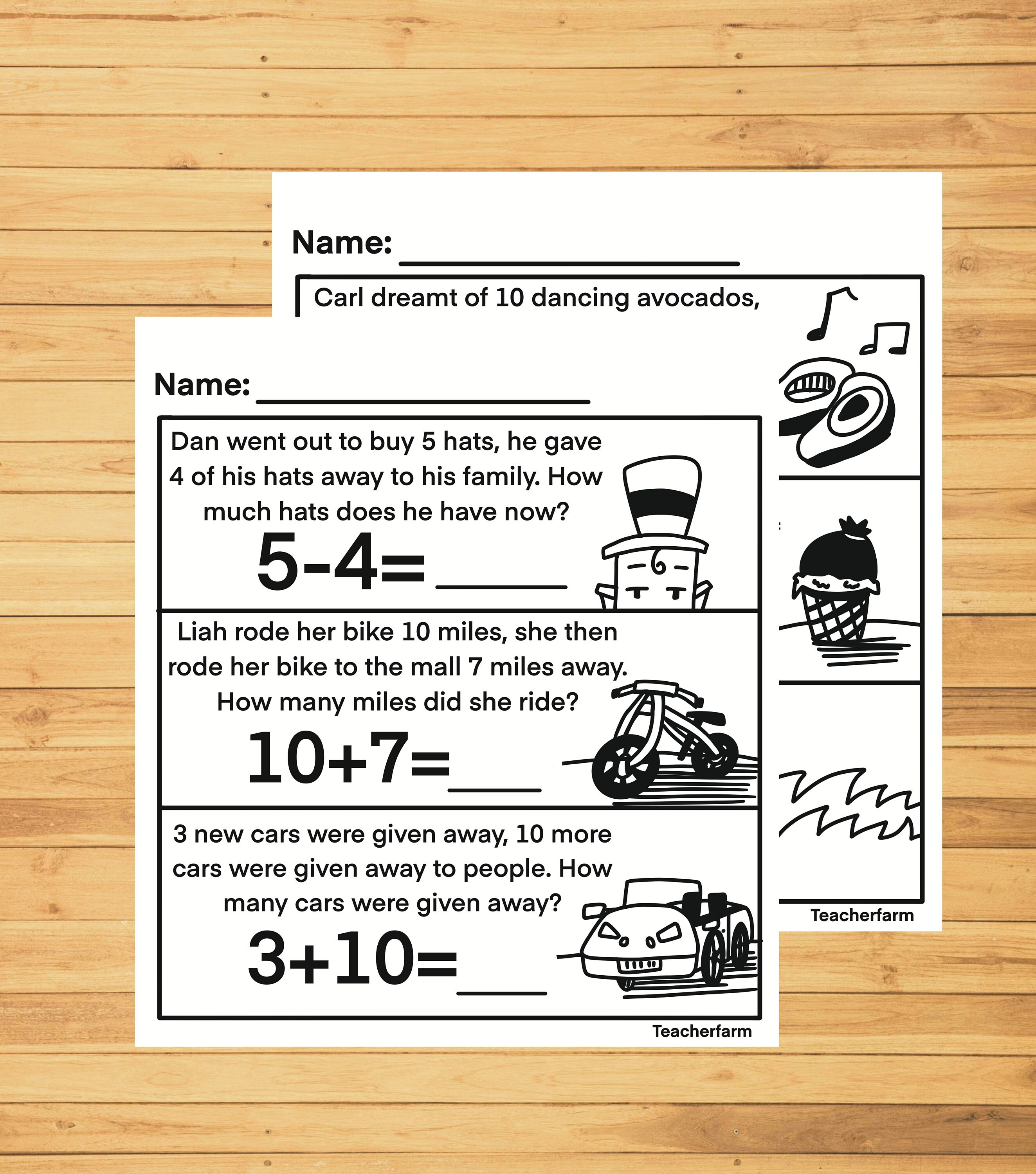 Kindergarten Math Worksheet, Word Problems Homeschooling Printable ...