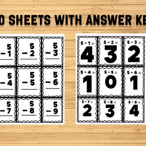 20 Subtraction Flashcards Worksheets Digital Download, Fun Easy Math ...