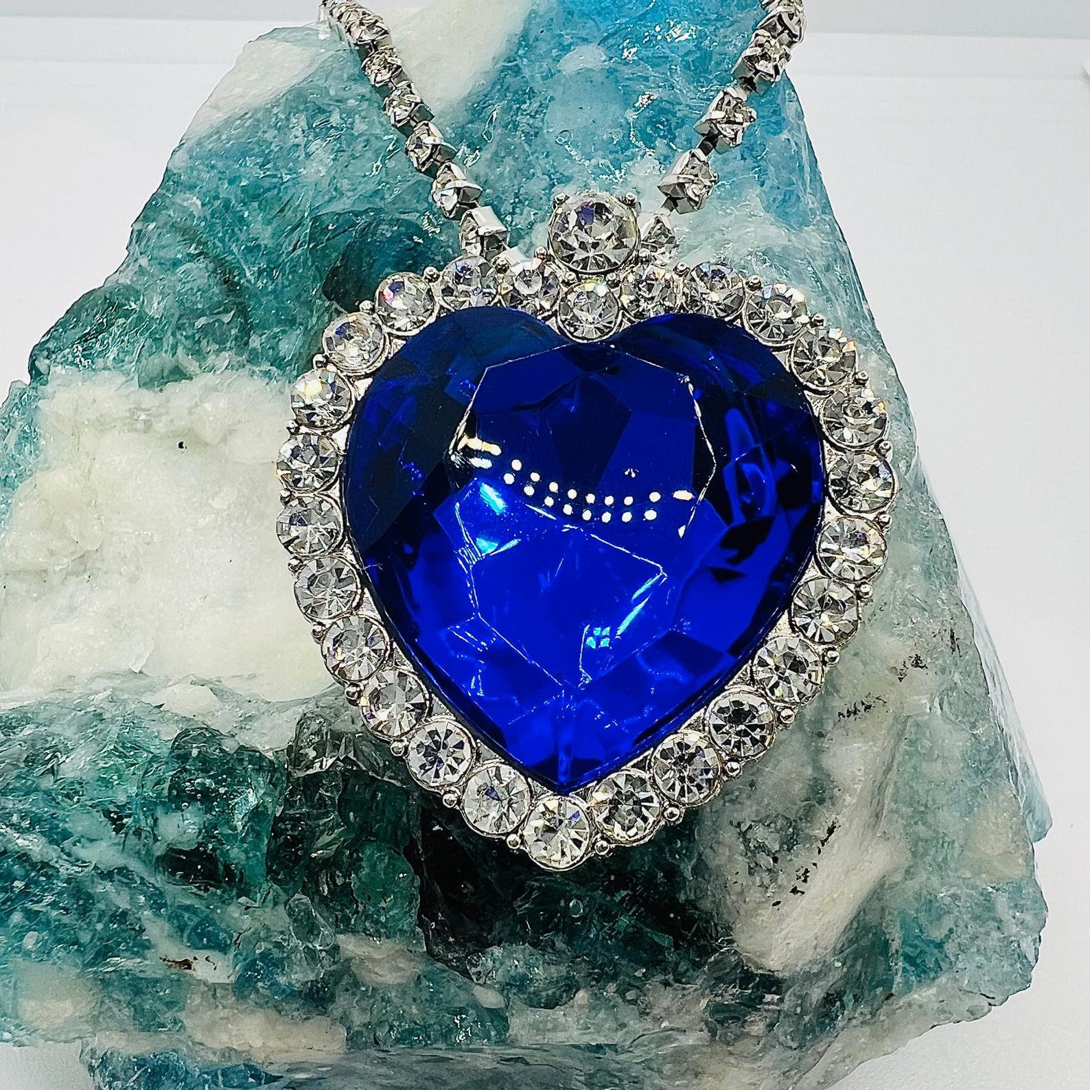 Titanic Medallion Amulet Blue Pendant With Rhinestones and Silver ...