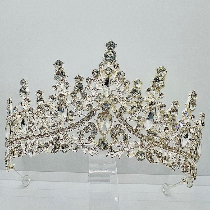 Crystal Crown Queen Tiara in Silver With Sparkling Rhinestones - Etsy
