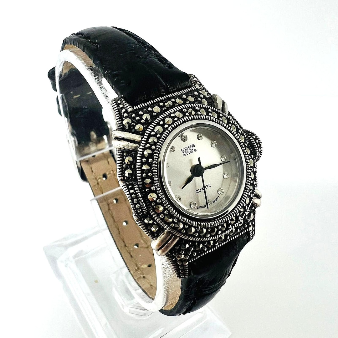 HF Ladies' Quartz Watch – 925 Sterling Silver Case With Marcasite ...