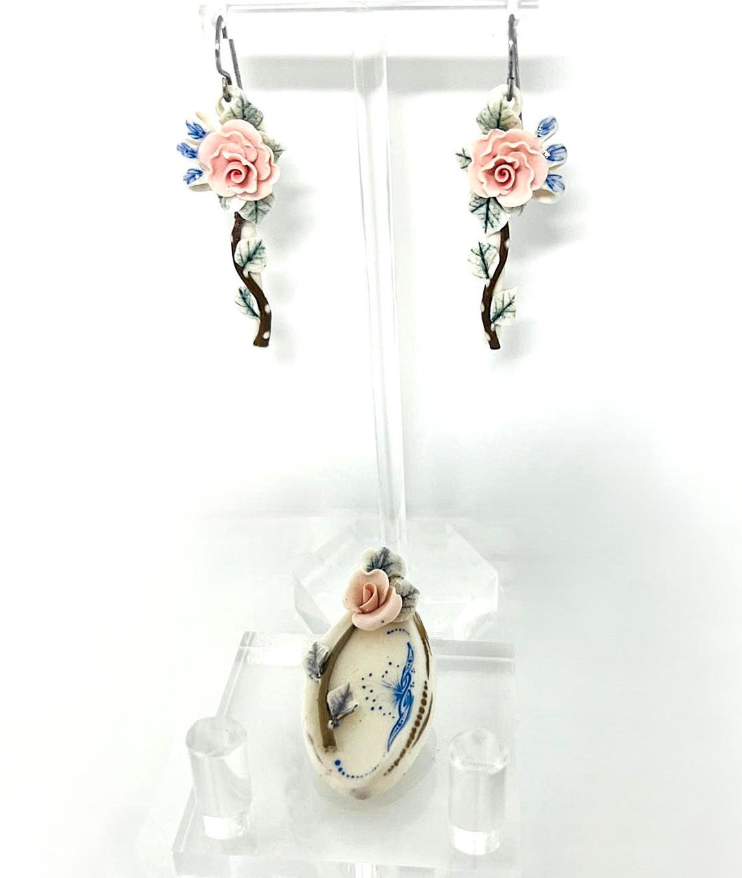 Porcelain Jewelry Set Roses – Handmade in Capodimonte/dresden Style ...