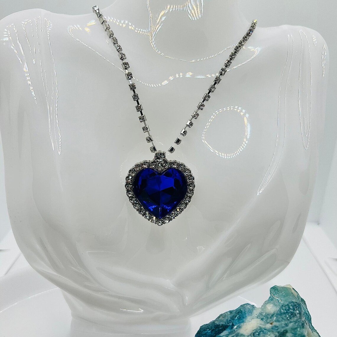 Titanic Medallion Amulet Blue Pendant With Rhinestones and Silver ...
