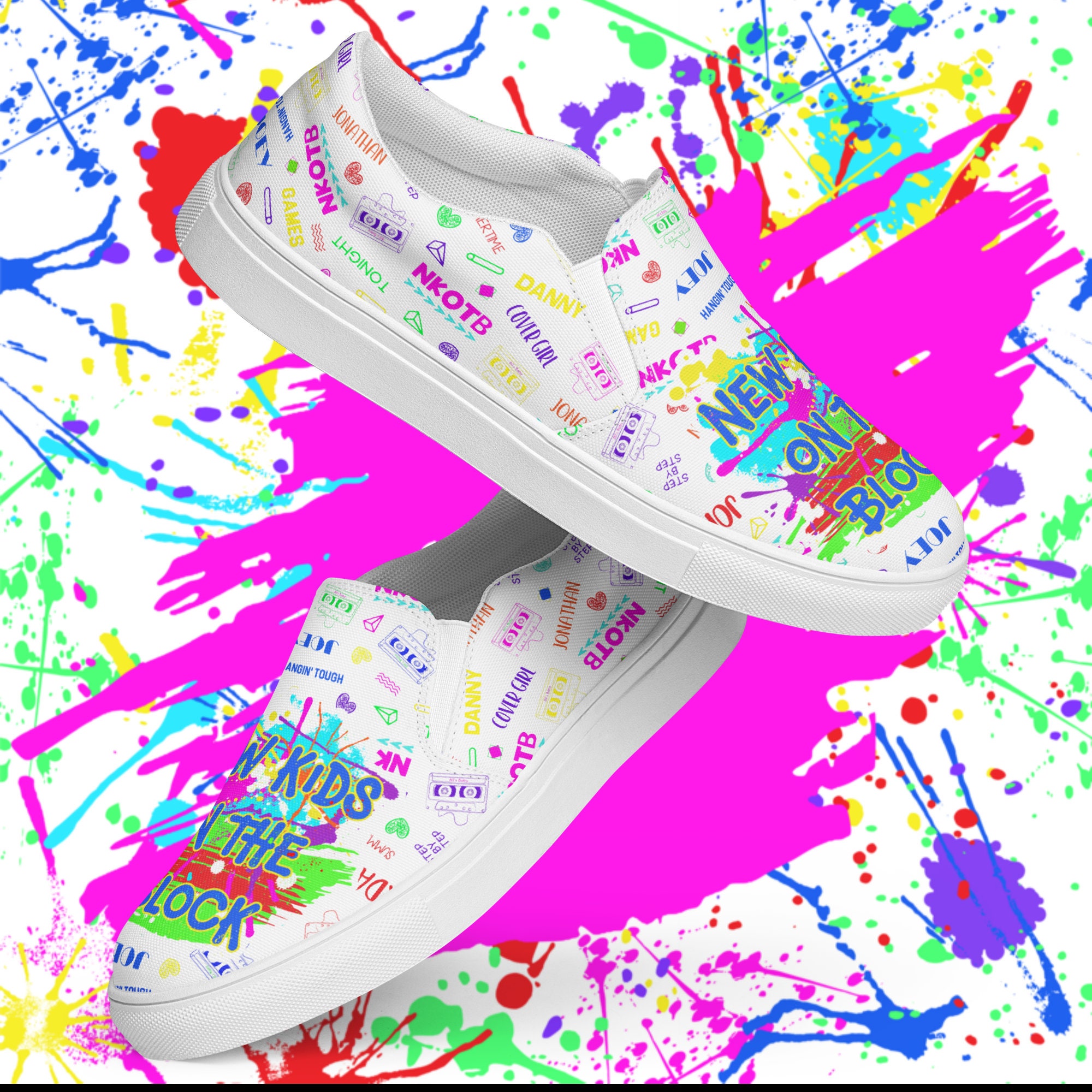 NKOTB Graffiti 80s Baby Mixtape Slip on Canvas Shoes - Etsy