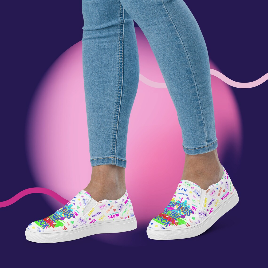 NKOTB Graffiti 80s Baby Mixtape Slip on Canvas Shoes - Etsy