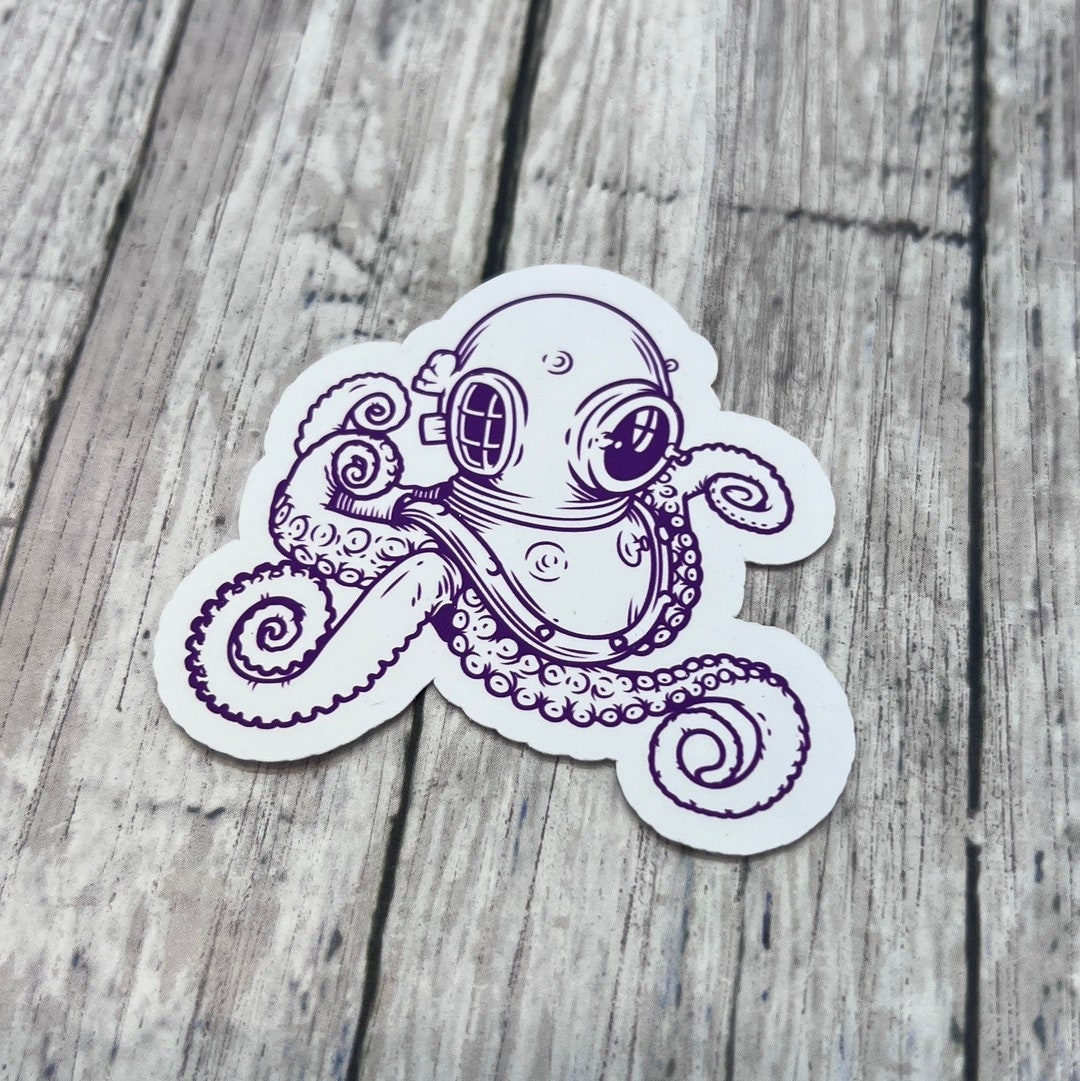 Steampunk Octopus Nautical Copper Helmet Diver Sticker - Etsy