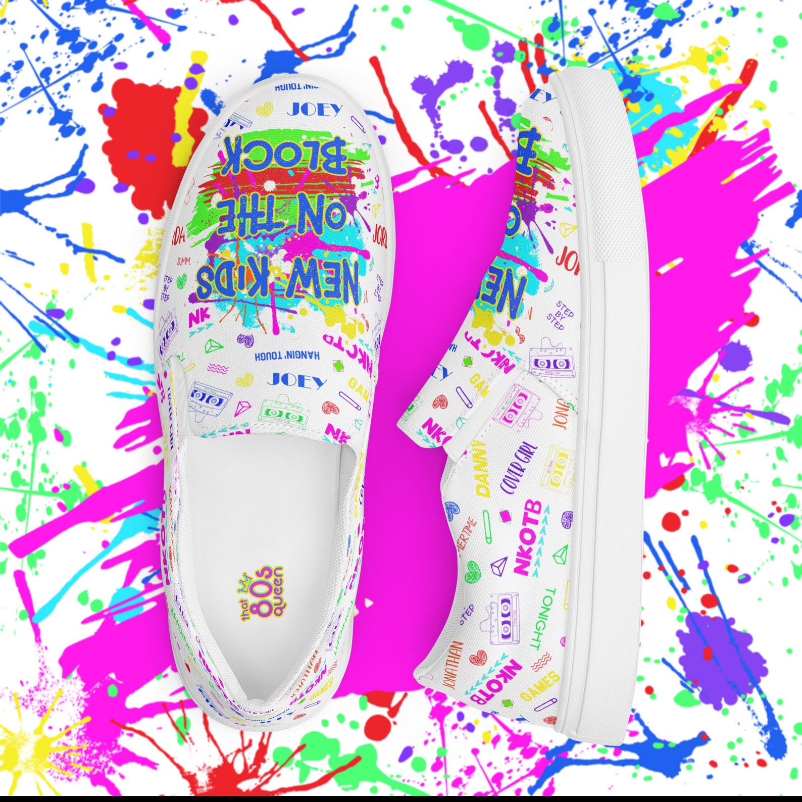NKOTB Graffiti 80s Baby Mixtape Slip on Canvas Shoes - Etsy