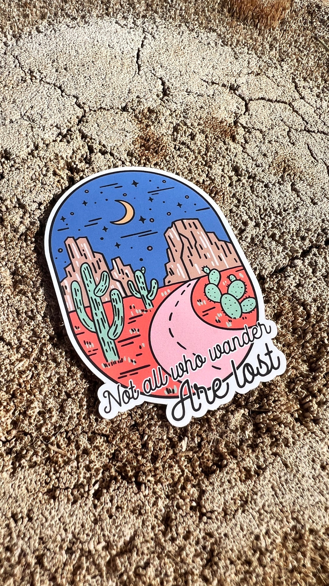 Not All Who Wander Are Lost Line Art Desert Adventure Seeker Sticker - Etsy