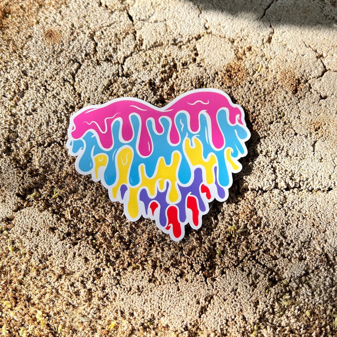 Melting Dripping Rainbow Heart Graffiti Retro Sticker Bright - Etsy