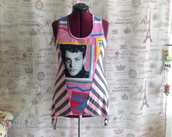 NKOTB Angled Pink Gray Stripe Tank Top 90s New Kids on the Block Shirt ...