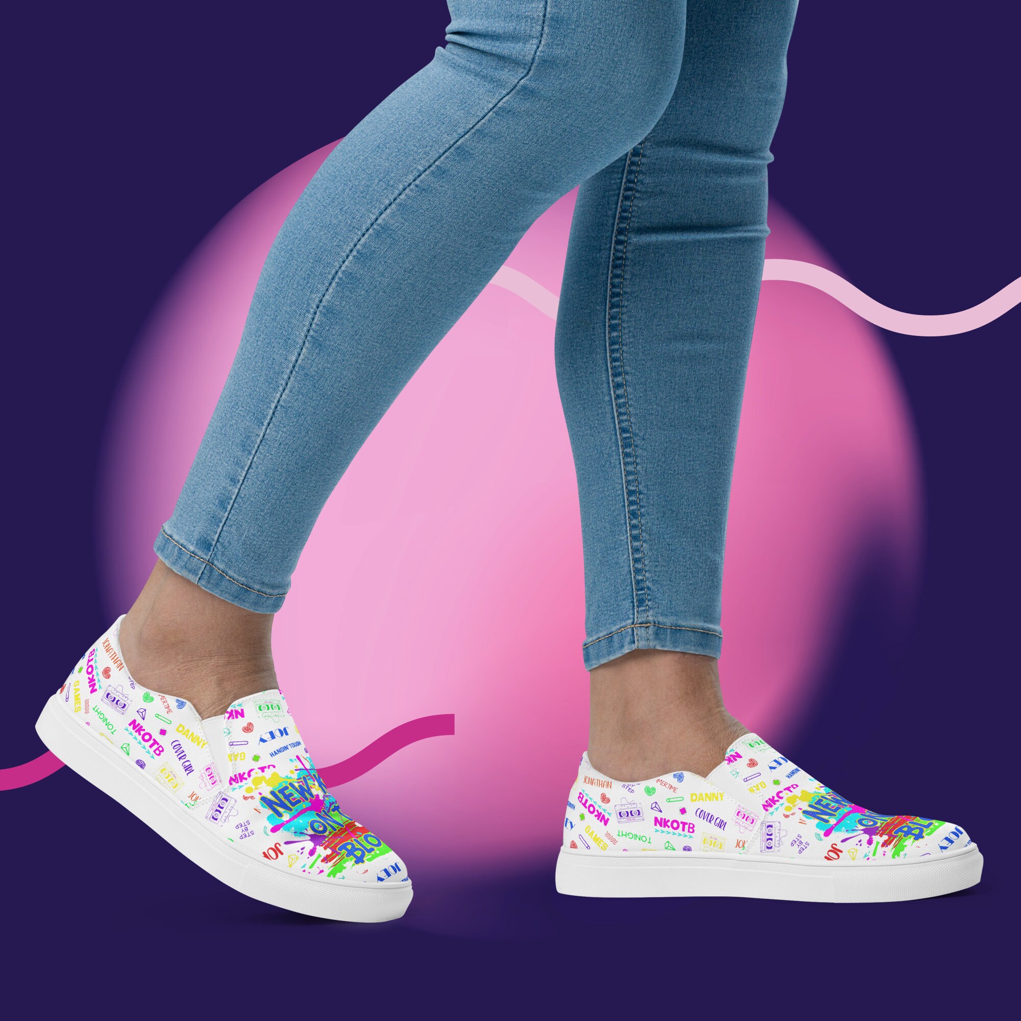 NKOTB Graffiti 80s Baby Mixtape Slip on Canvas Shoes - Etsy