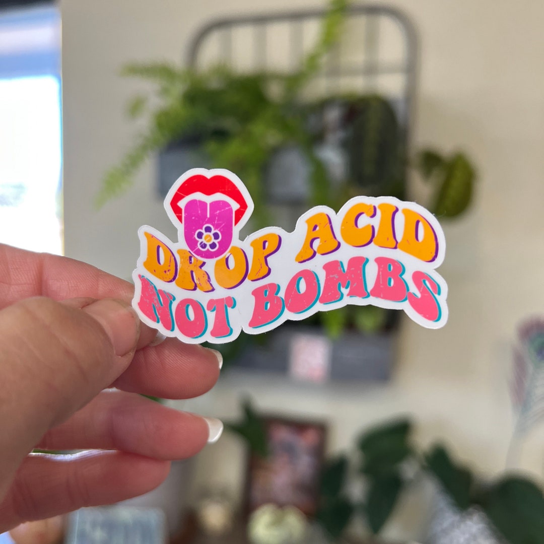 Drop Acid Not Bombs Hippie Retro 70s Funky Sticker - Etsy