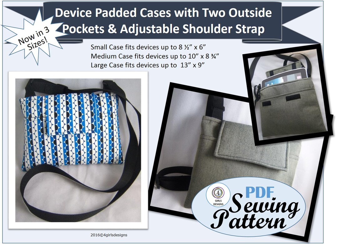 NEW Pdf Sewing Pattern: Device Padded Cases in 3 Sizes With Two Outside ...