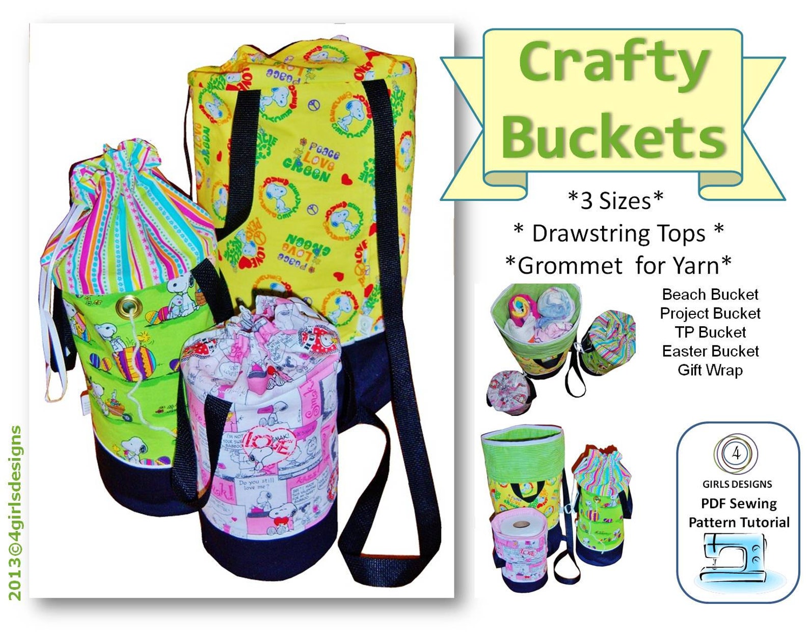 INSTANT DOWNLOAD PDF Sewing Pattern: Crafty Buckets in 3 Sizes - Etsy ...