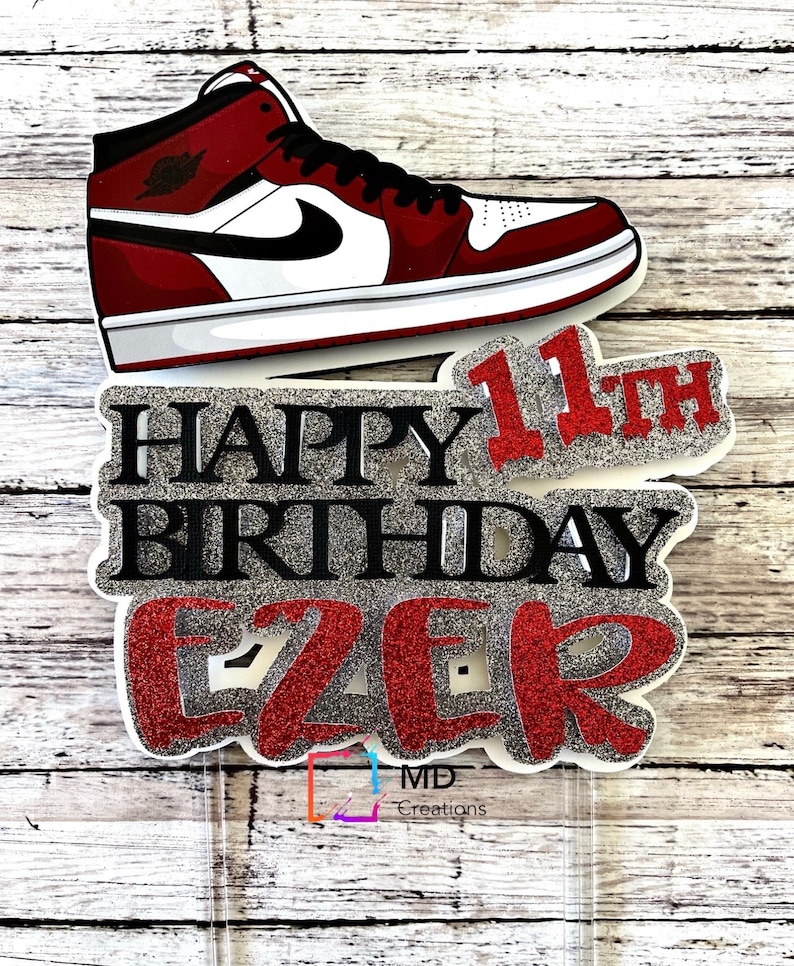 Sneakers Cake Topper- Jordan Cake Topper- Birthday Party Supplies ...