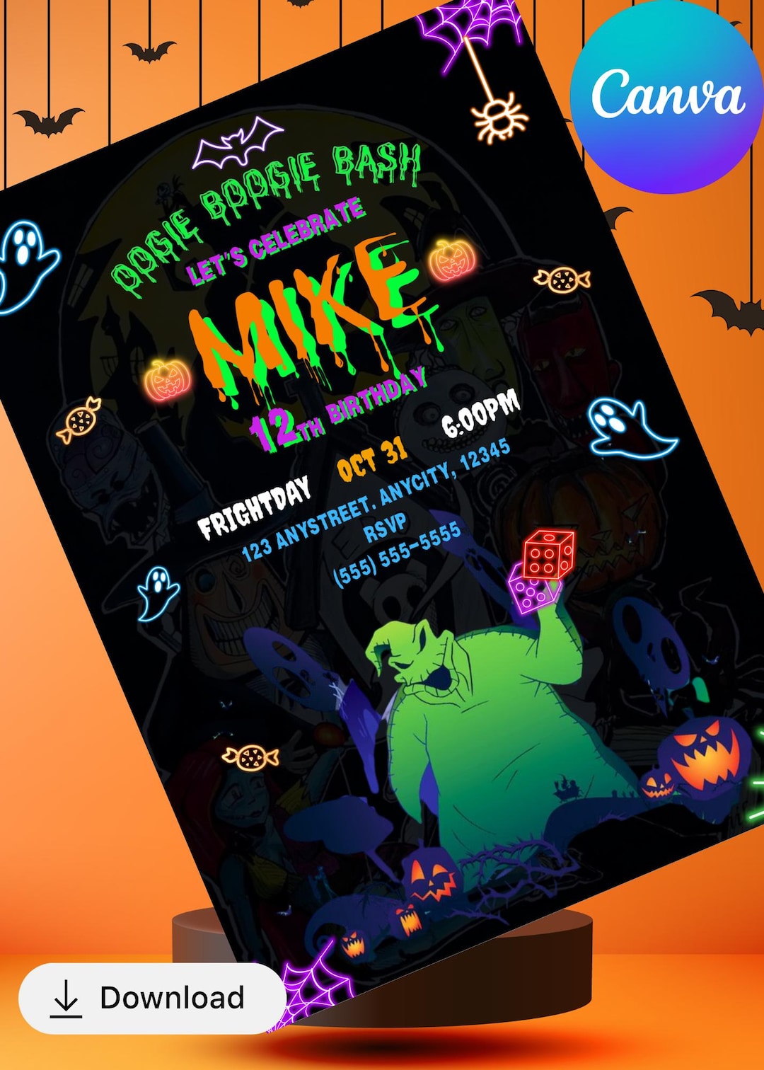 Oogie Boogie Birthday Invitation Template (digital Download) - Etsy