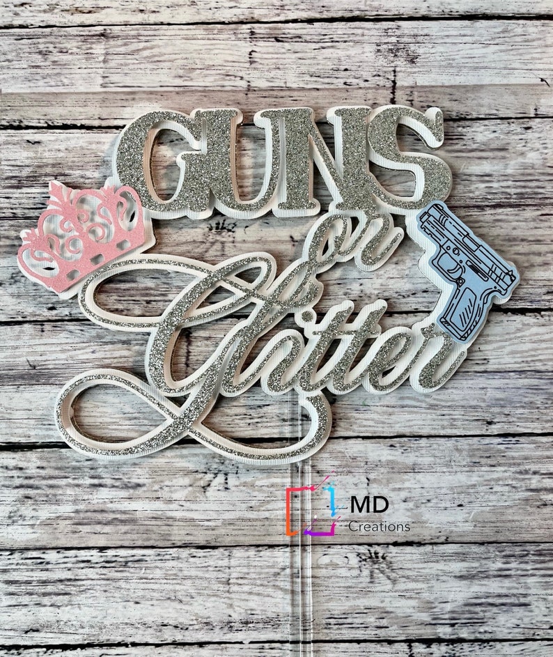 Guns or Glitter Gender Reveal Cake Topper - Etsy