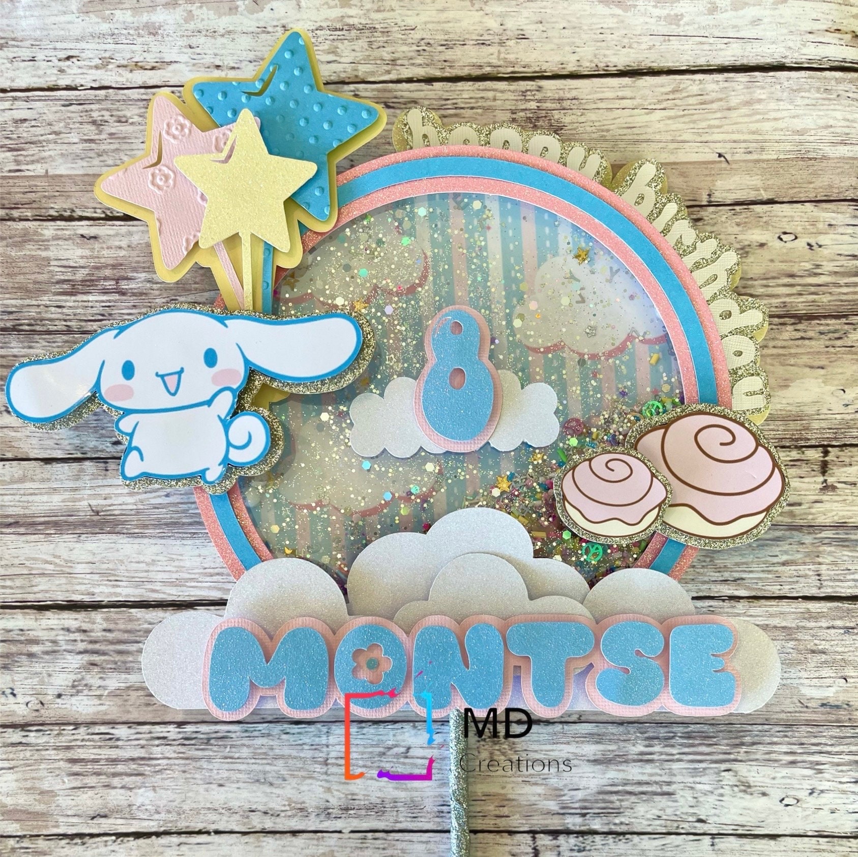 Cinnamoroll Cake Topper shaker You Can Personalize With Name and Age of ...