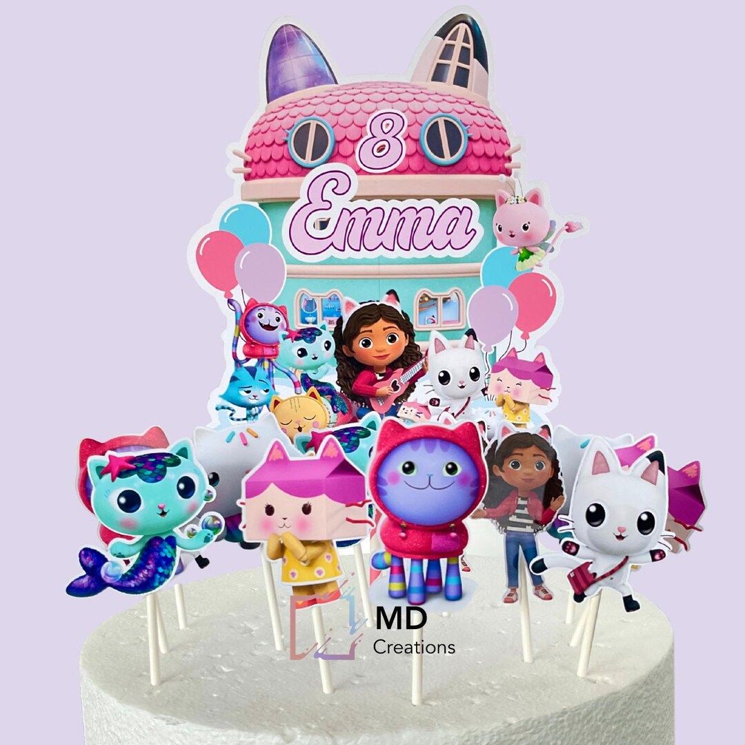 Inspired Dollhouse Cake Topper Set – Flat Topper + 12 Cupcake Toppers ...