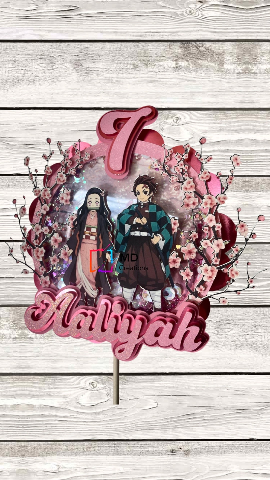 Nezuko Cake Topper shaker You Can Personalize With Name and Age of the ...