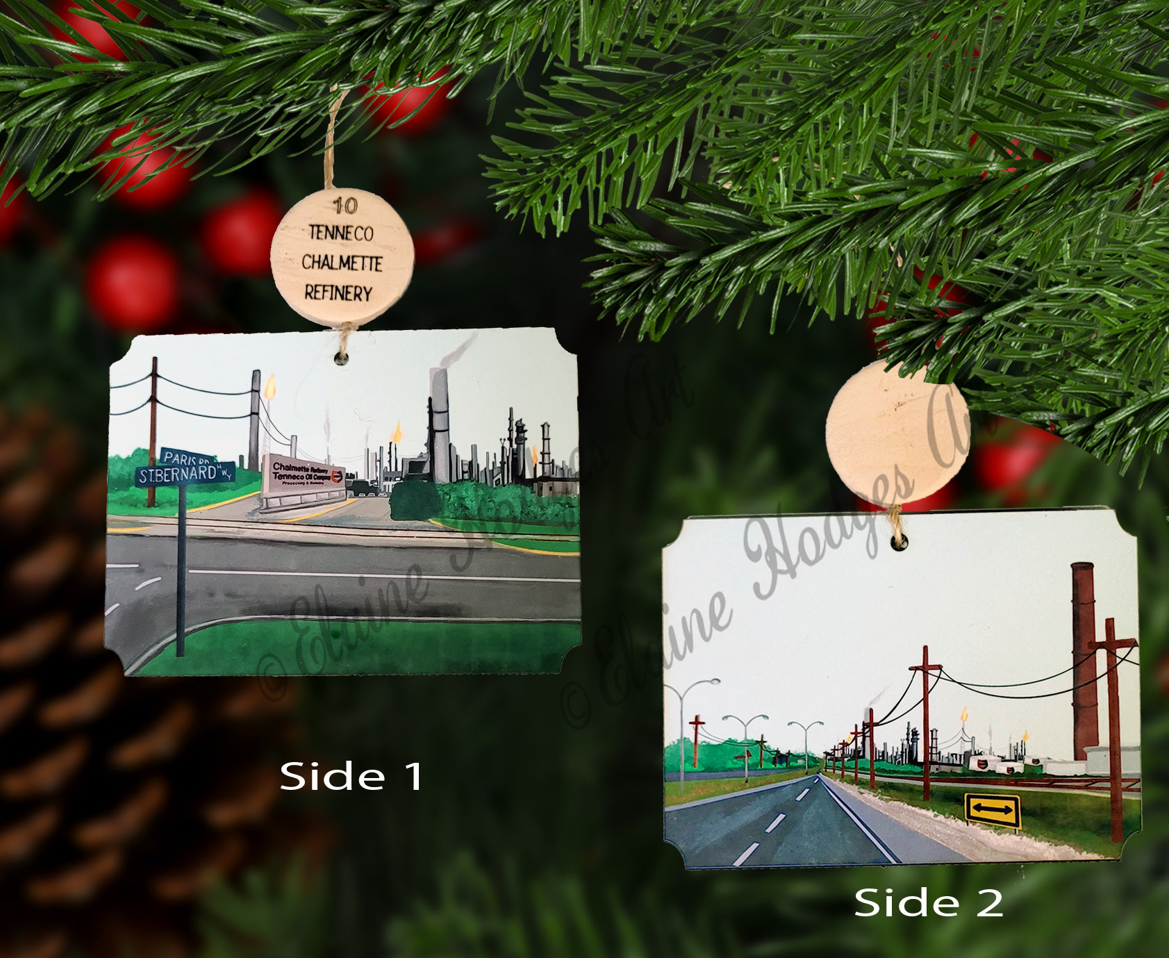 Tenneco Chalmette Refinery Original Art Ornament Depicting the 12 Yats ...