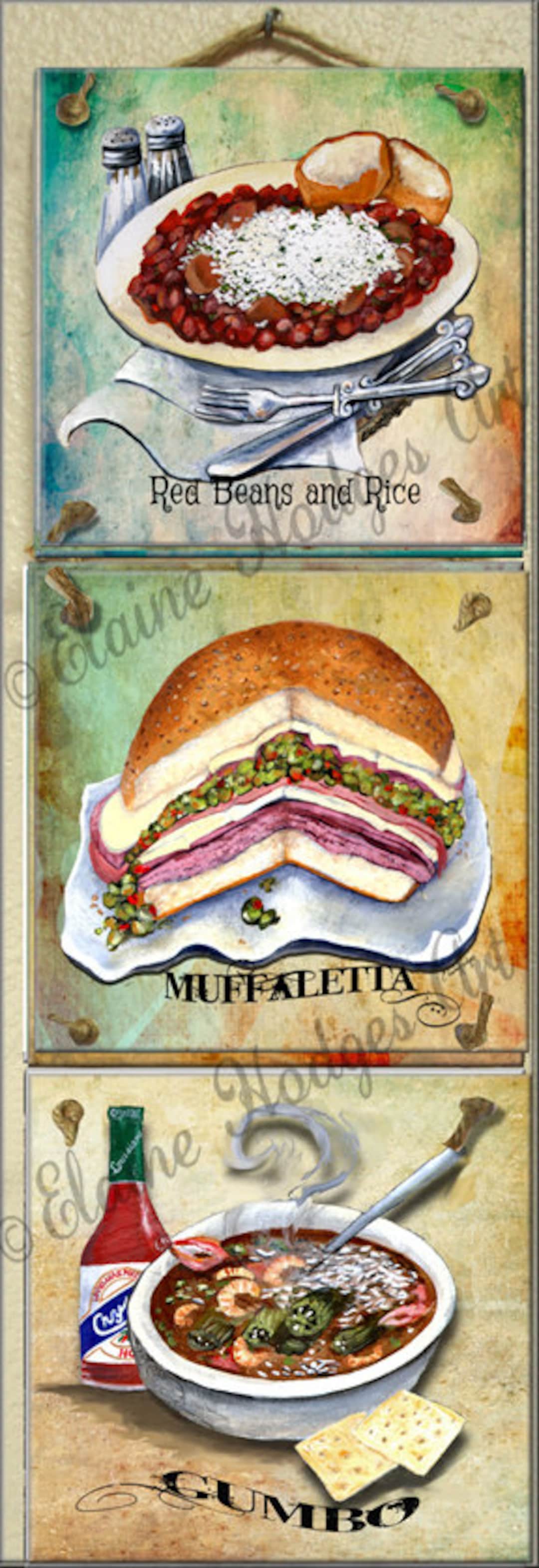 Three Tile Cajun Creole Louisiana Food Cuisine Made From Original Art ...