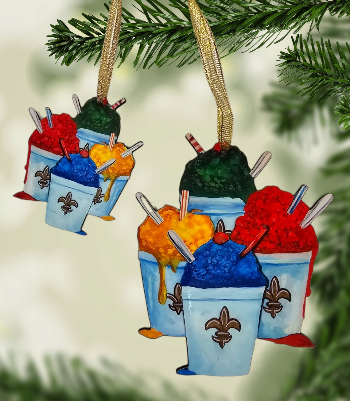 New Orleans Colorful Snoball, Snowball Ornament Made From Original Art ...
