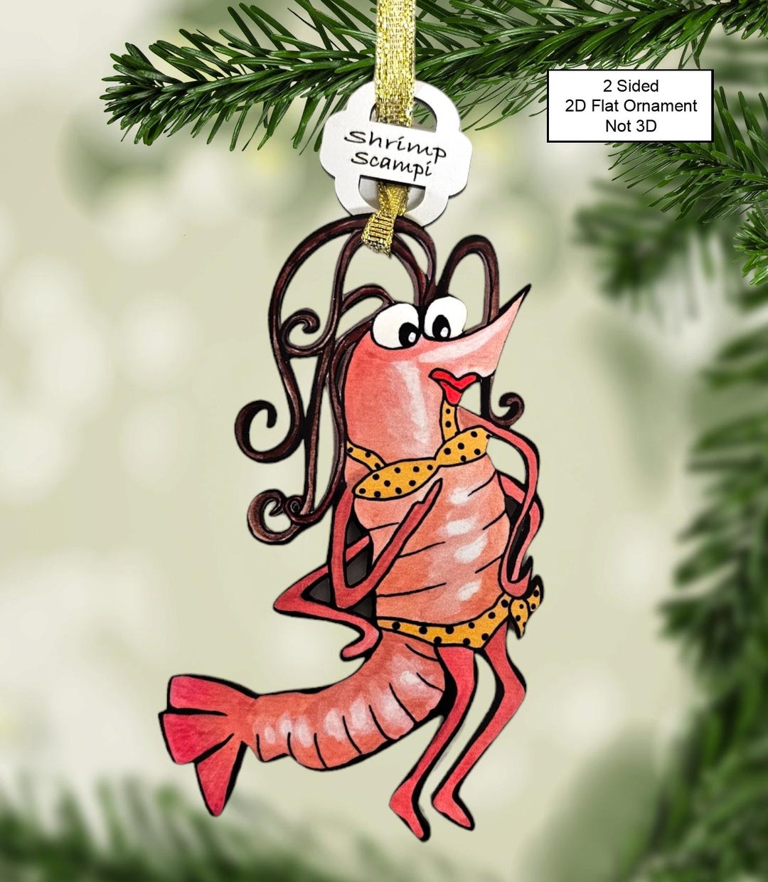 Shrimp Scampi Ornament Made From Original Art, Cute Lil Scamp in a ...