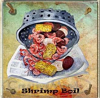 Louisiana Cajun Seafood Original Art 4 Tile Wall Decor - Etsy