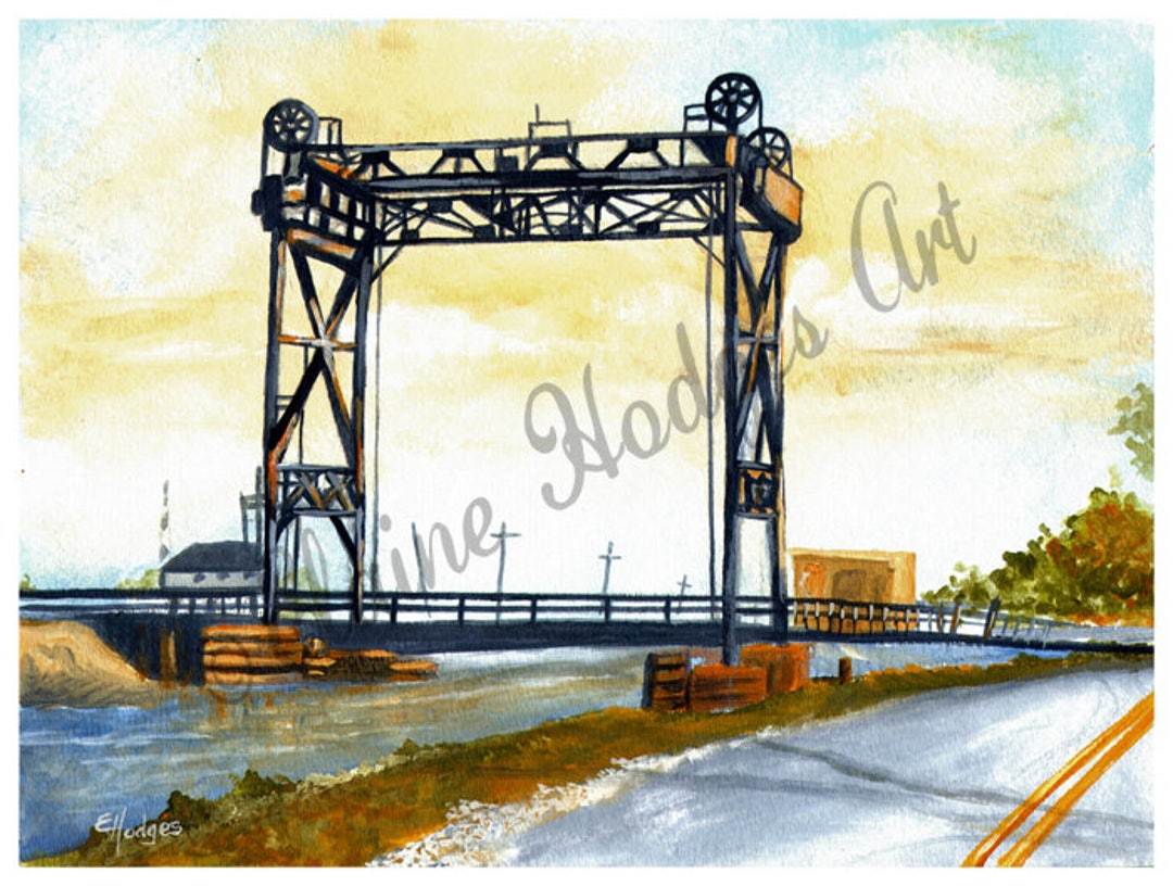 Rural Louisiana Bayou Draw Bridge Art Print From Original Artwork - Etsy