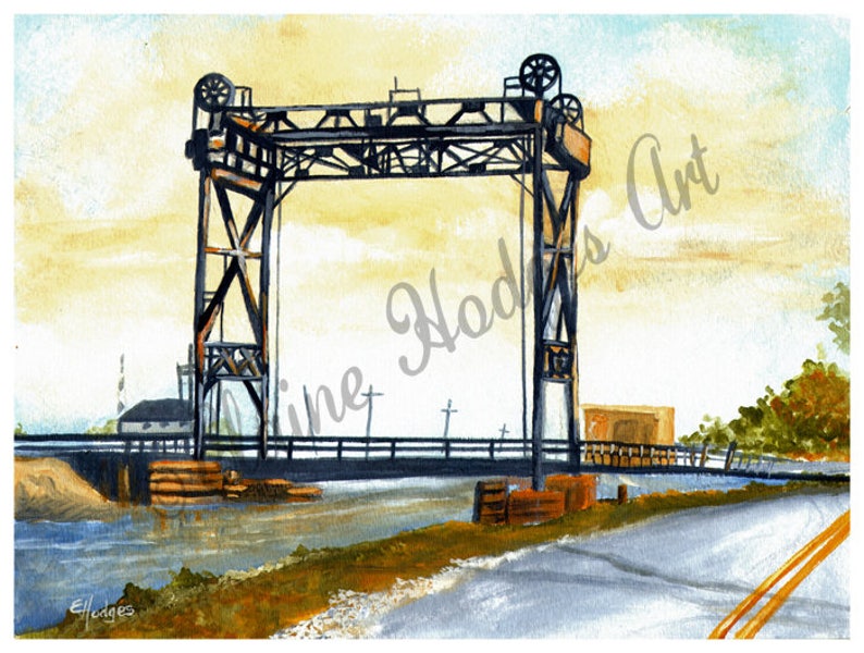 Rural Louisiana Bayou Draw Bridge Art Print From Original - Etsy