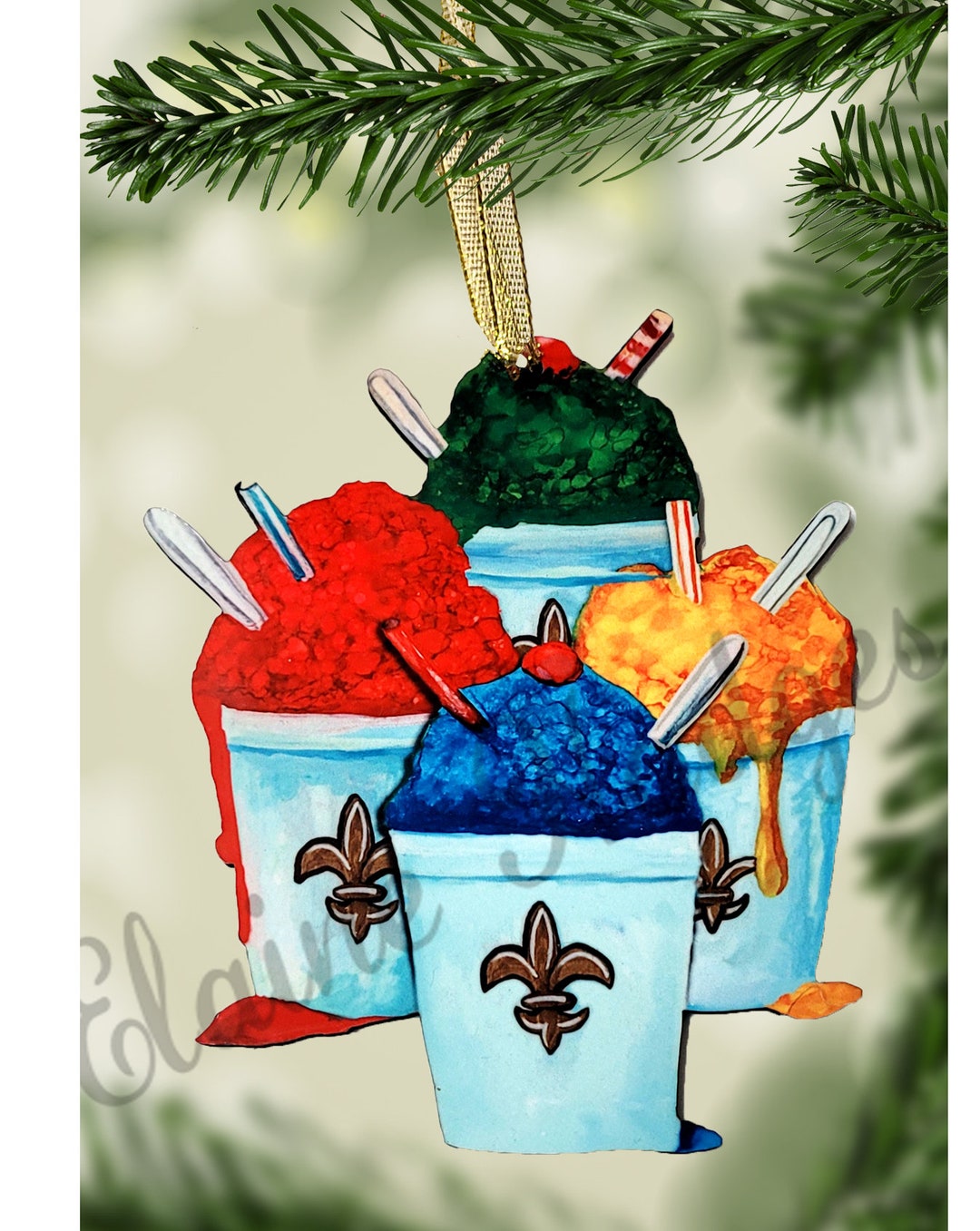 New Orleans Colorful Snoball, Snowball Ornament Made From Original Art ...