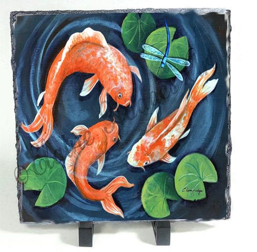 Koi Fish Slate From Original Artwork - Etsy