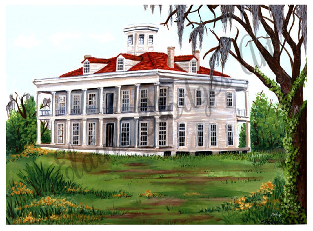 Southern Plantation Home Ruins Art Print From Original Artwork - Etsy