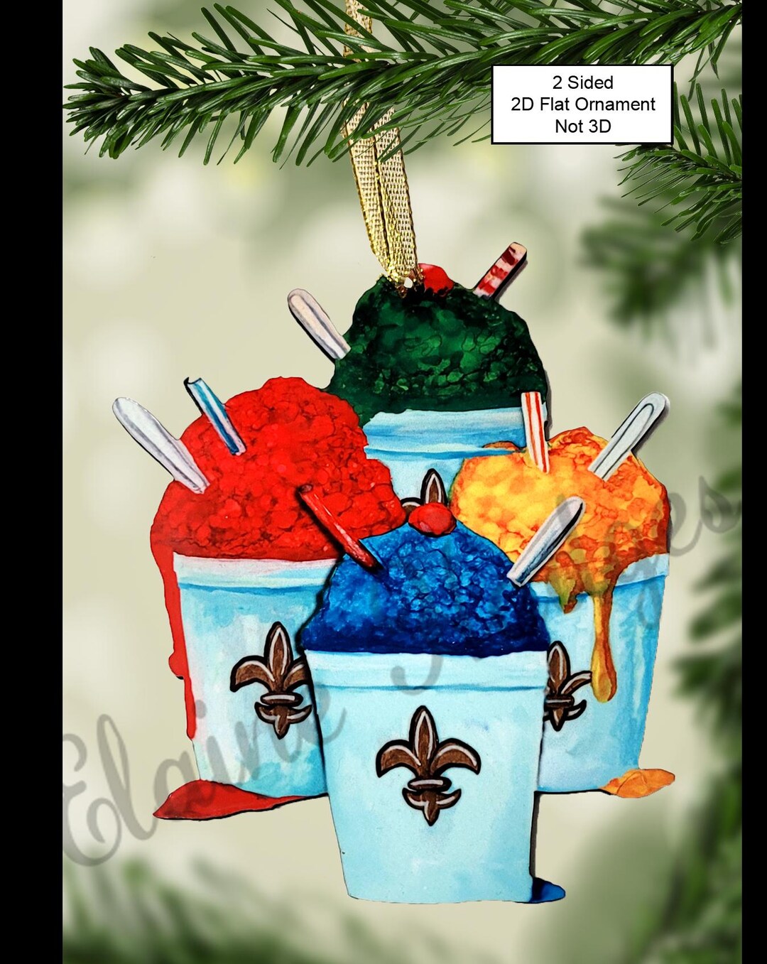 New Orleans Colorful Snoball, Snowball Ornament Made From Original Art ...