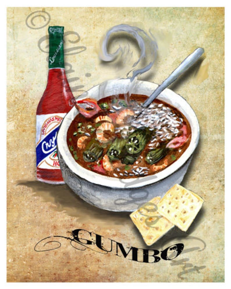 Louisiana Creole File Gumbo Bowl Art Print from Original | Etsy