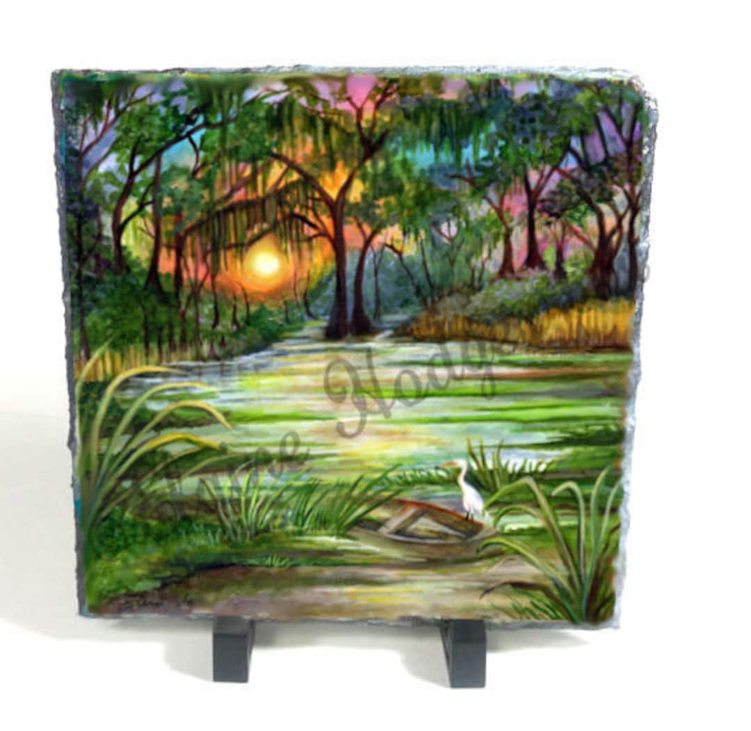 Bayou Colors 8x8 Slate From Original Artwork, Louisiana Art - Etsy