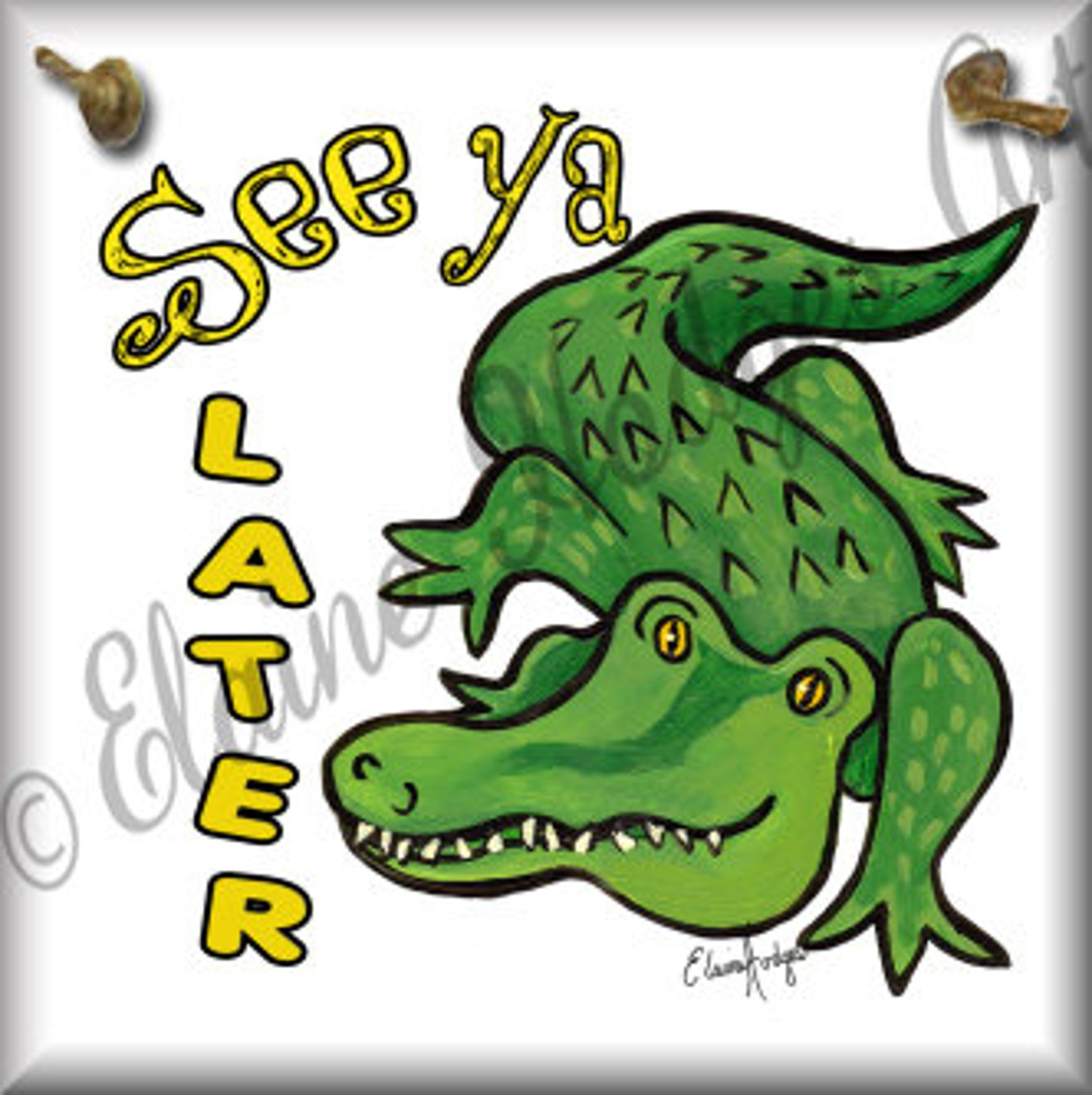 Decorative Tile With Original Art See Ya Later Alligator - Etsy